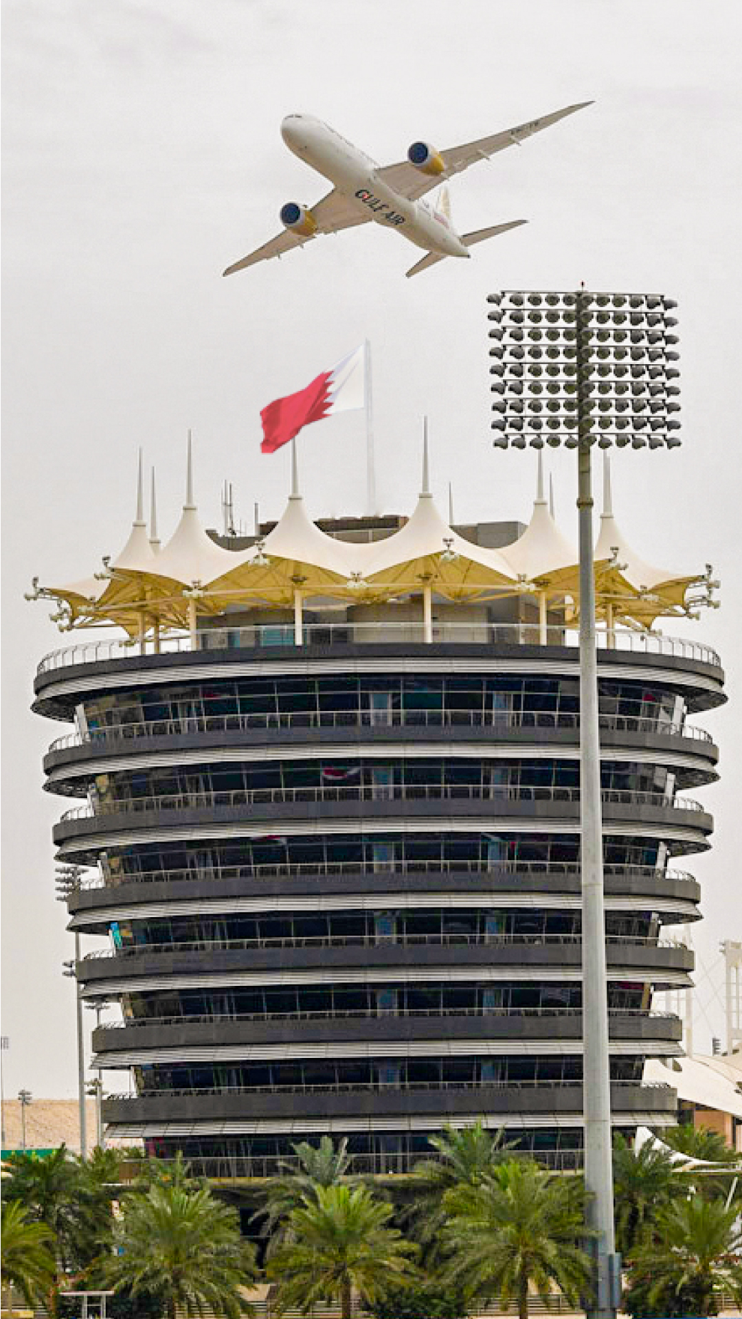 Gulf Air preforms a low emission flypast at Bahrain Grand Prix